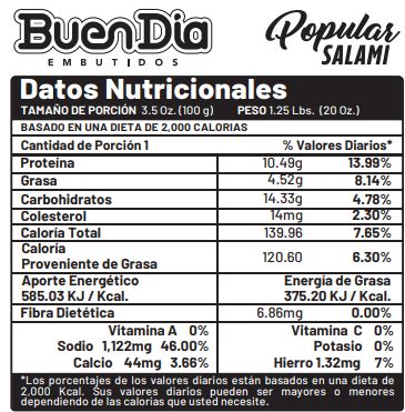 SALAMI POPULAR / PICANTE – Nutriciosa